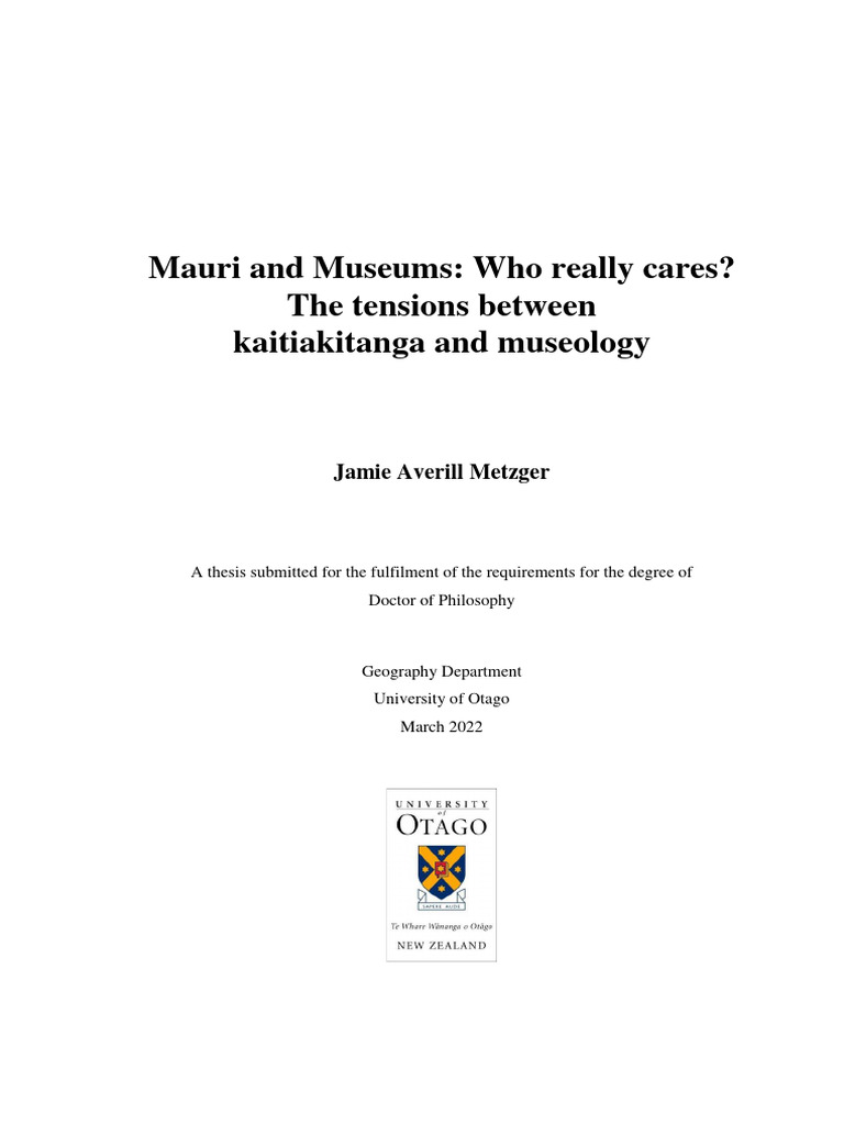Jamie Metzger PHD Thesis Mauri and Museums 2022 | PDF | Demographics Of ...