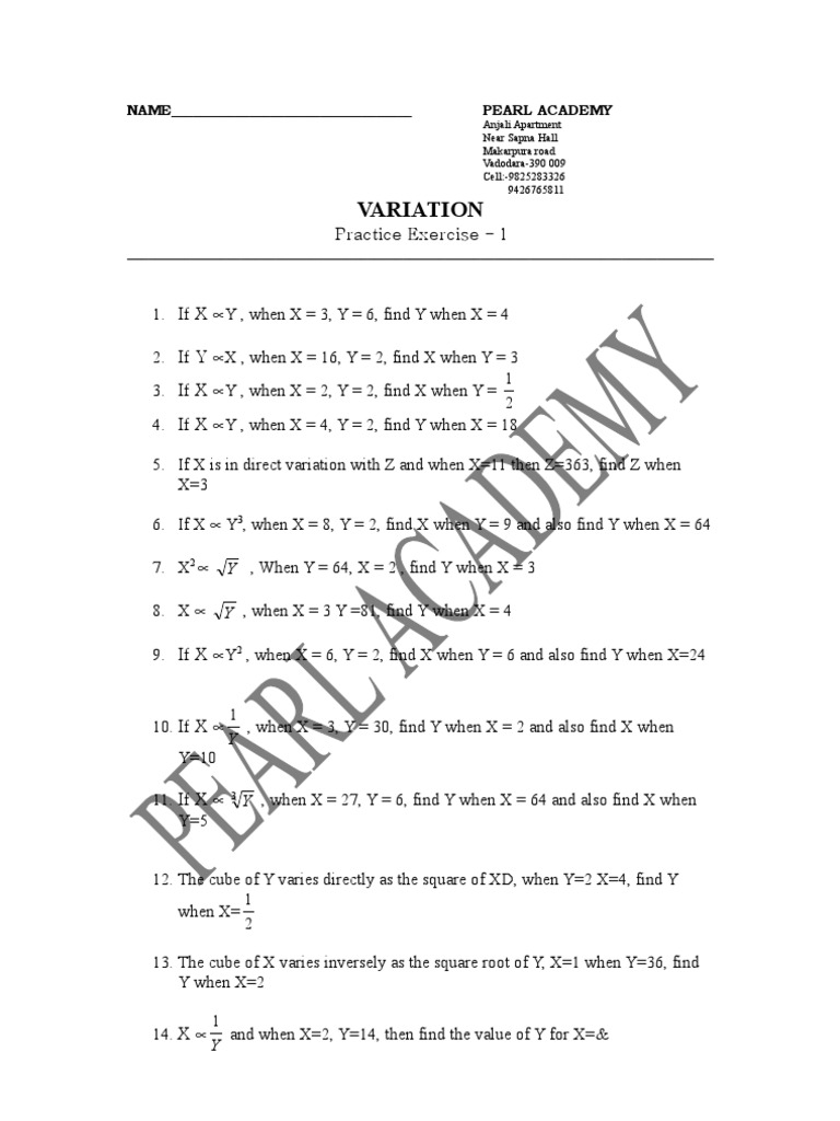 Variation | PDF | Mathematical Objects | Physical Quantities