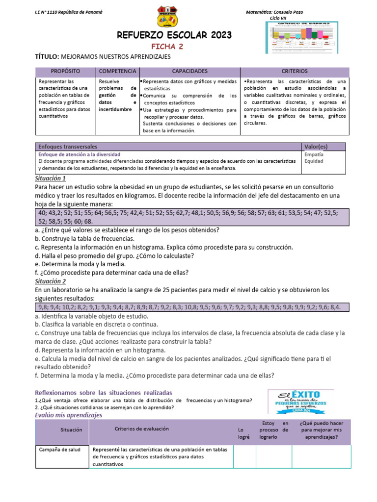 CP - RE - FICHA 2-EXP 1 - 3ero | PDF | Histograma | Estadísticas