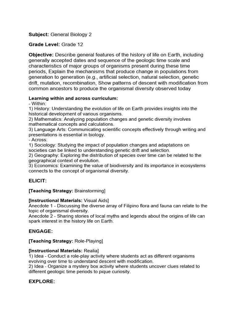 Lesson Plan Evolution | PDF | Natural Selection | Evolution