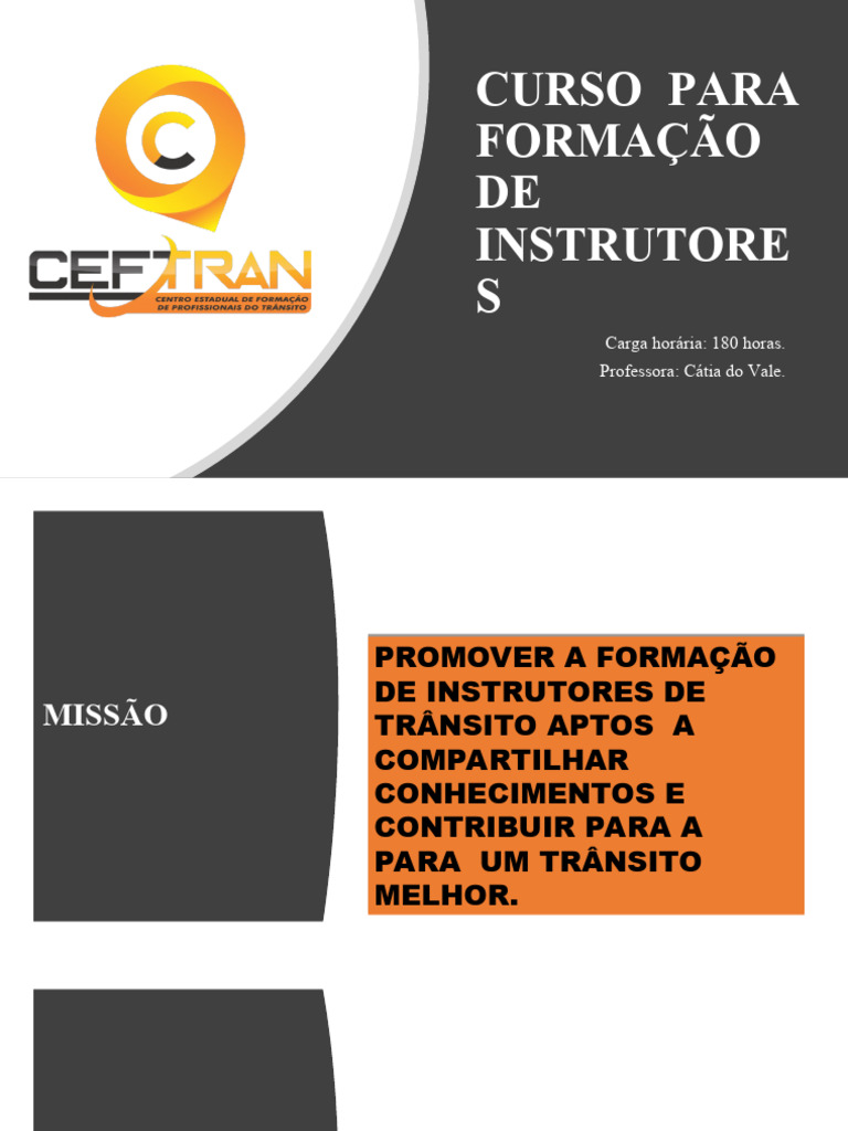 Curso de Formação de Instrutores de Trânsito | PDF | Tráfego | Pedagogia