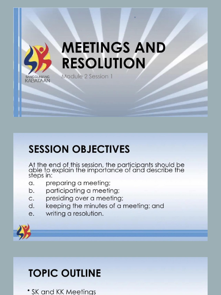 SK Meetings and Resolutions | PDF