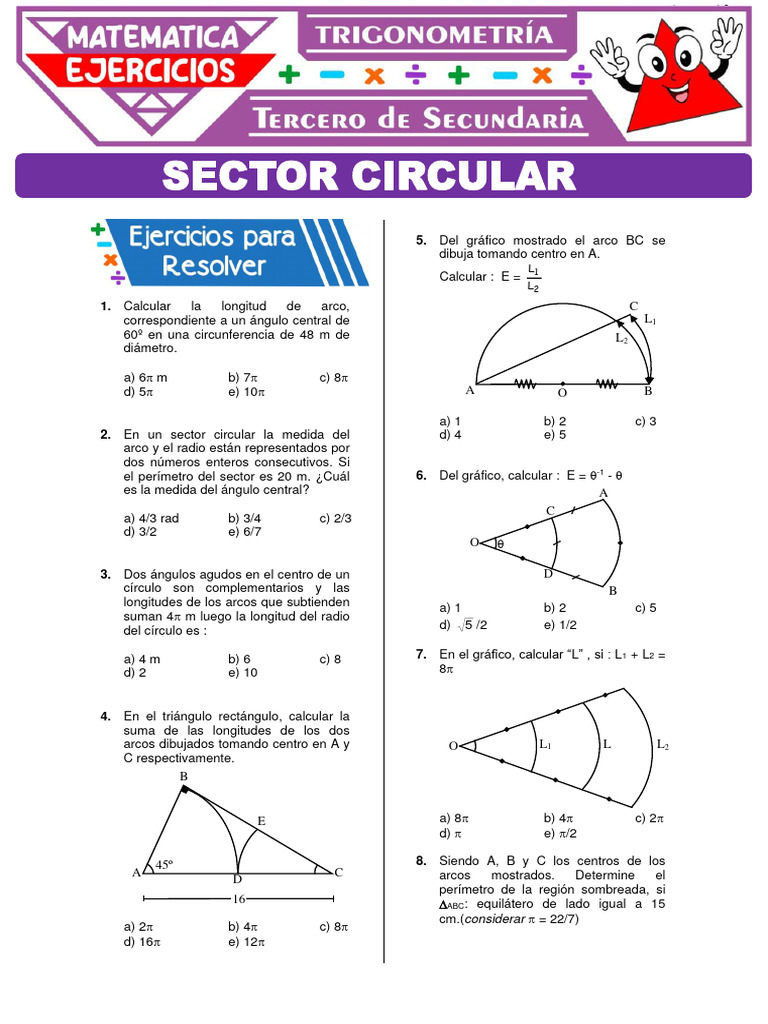 Sector Circular para Tercer Grado de Secundaria | PDF | Geometría del ...