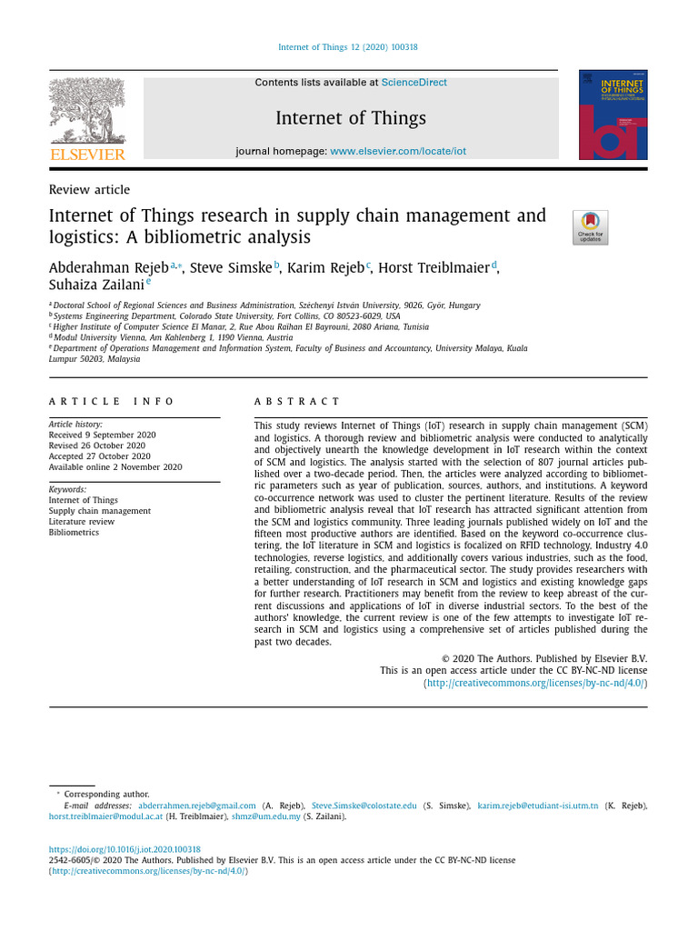 IoT and RFID in Supply Chain Review | PDF | Internet Of Things | Supply Chain Management