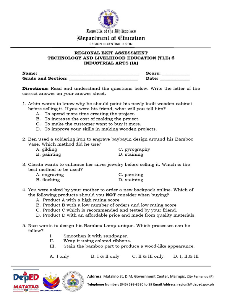 RAT - AT - TLE - IA - Grade 6 | PDF