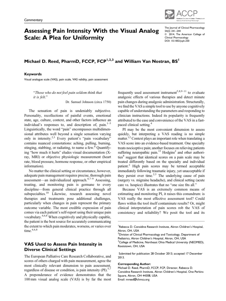 The Journal of Clinical Pharma - 2013 - Reed - Assessing Pain Intensity ...