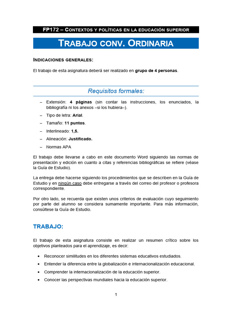 FP172 Trab CO - Esp - v0r0 | PDF | Educación más alta | Estado (política)