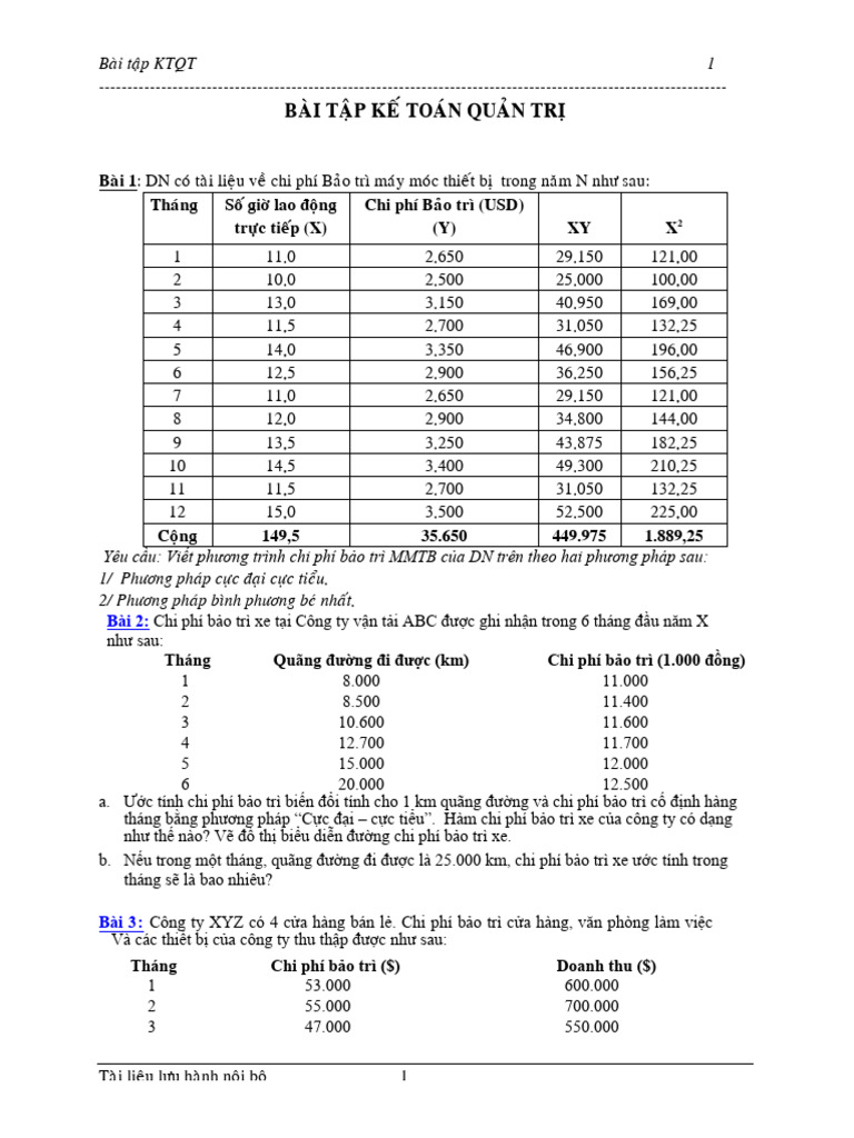 Bài tập KTQT | PDF