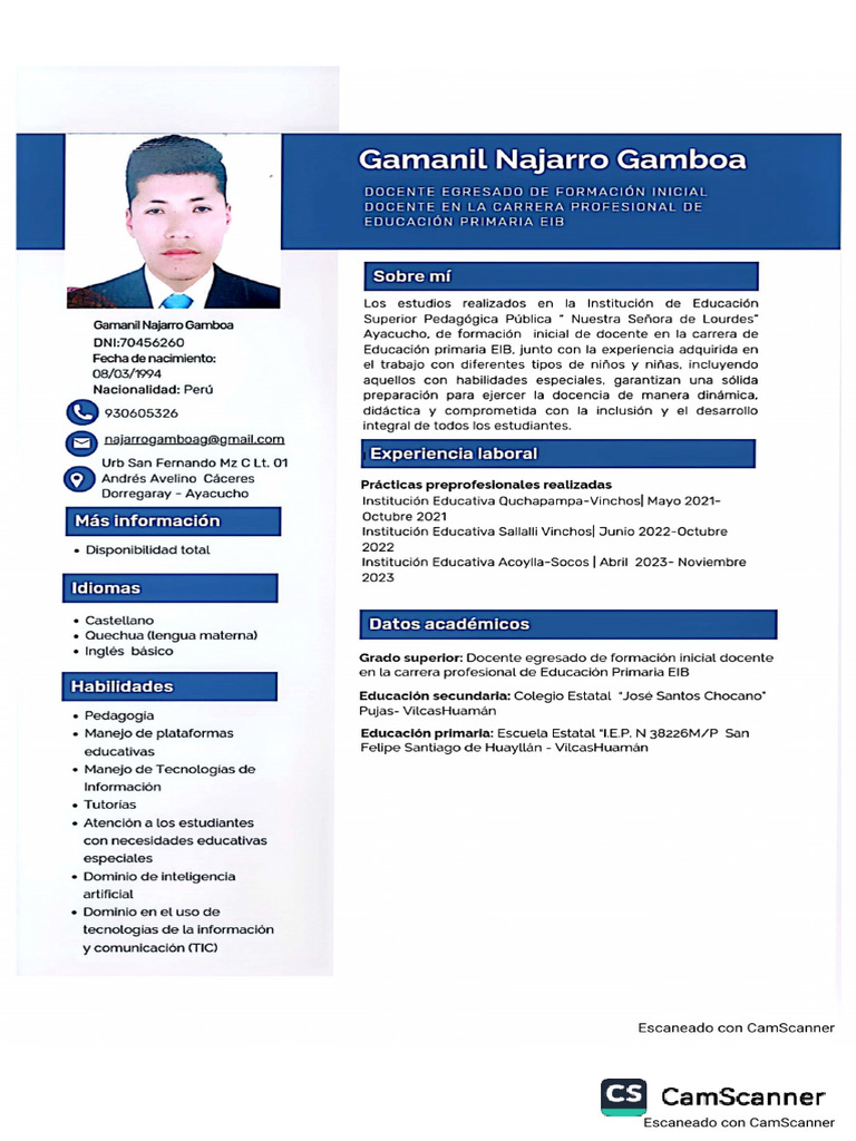 Currículum-Gamanil Najarro Gamboa | PDF