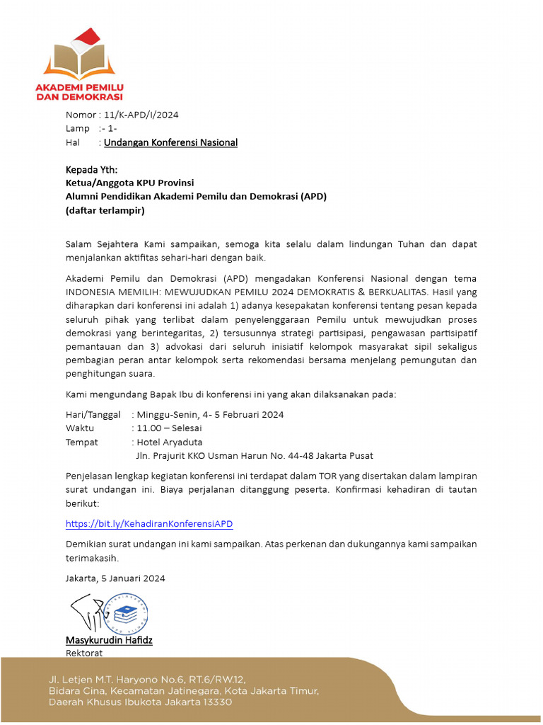 Undangan Peserta KPU Provinsi | PDF