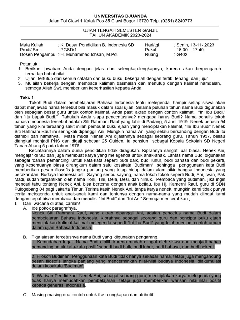 Galib Abdillah - H.2210694 Uts Konsep Dasar Indonesia | PDF | Kajian Bahasa Asing