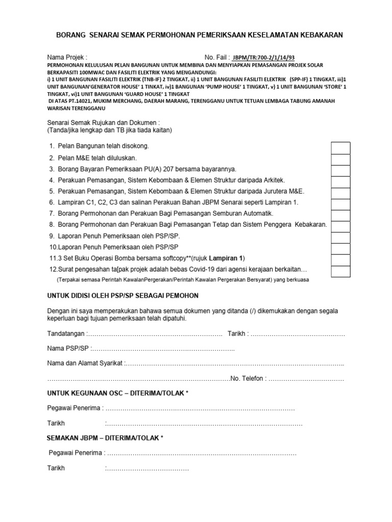 Senarai Semakan BOMBA | PDF