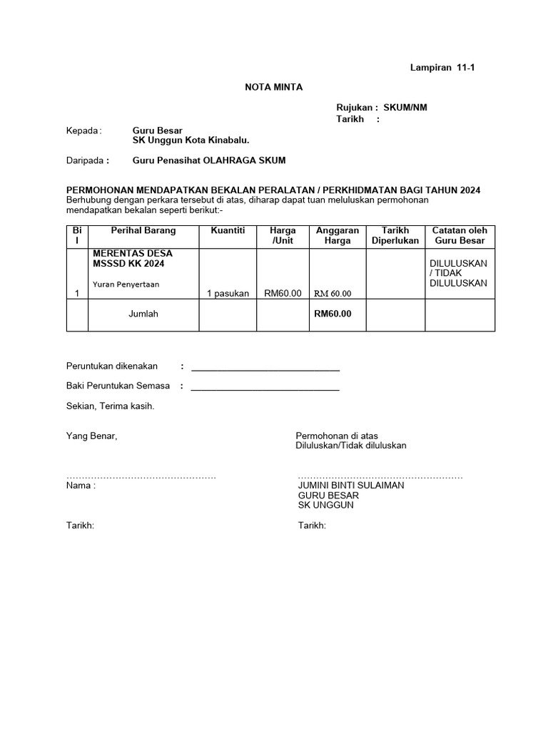 Merentas Desa Nota Minta 2024 | PDF