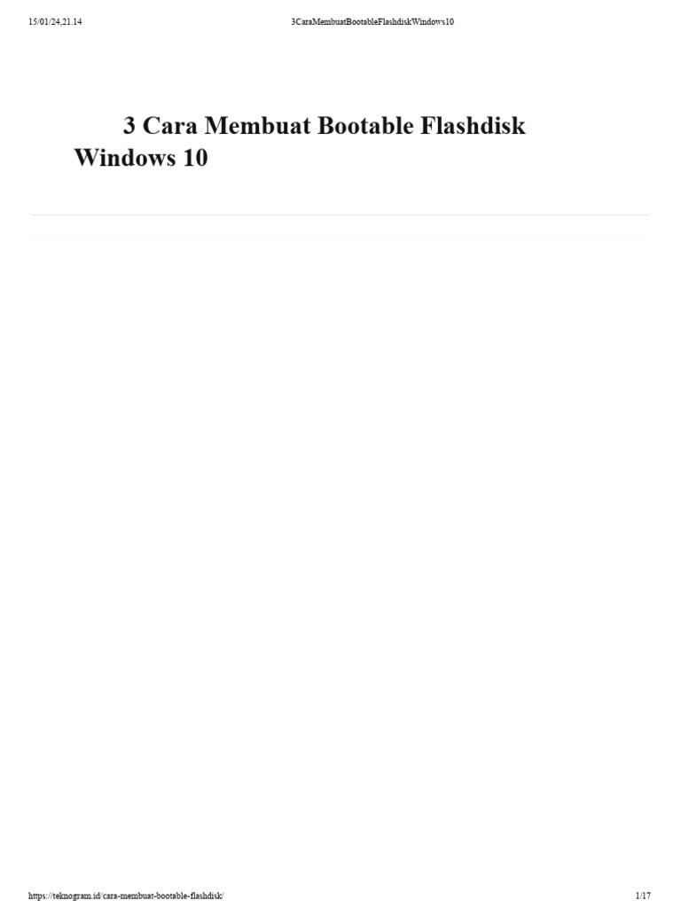 3 Cara Membuat Bootable Flashdisk Windows 10 | PDF