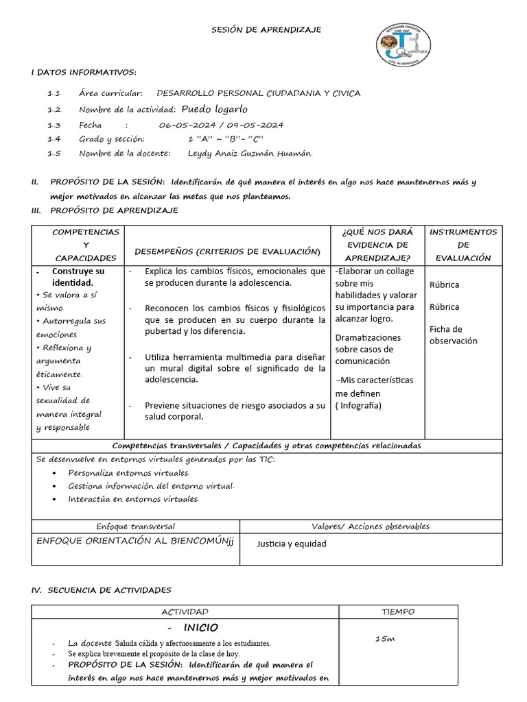 Primera Sesion de DPCC | PDF | Evaluación | Aprendizaje