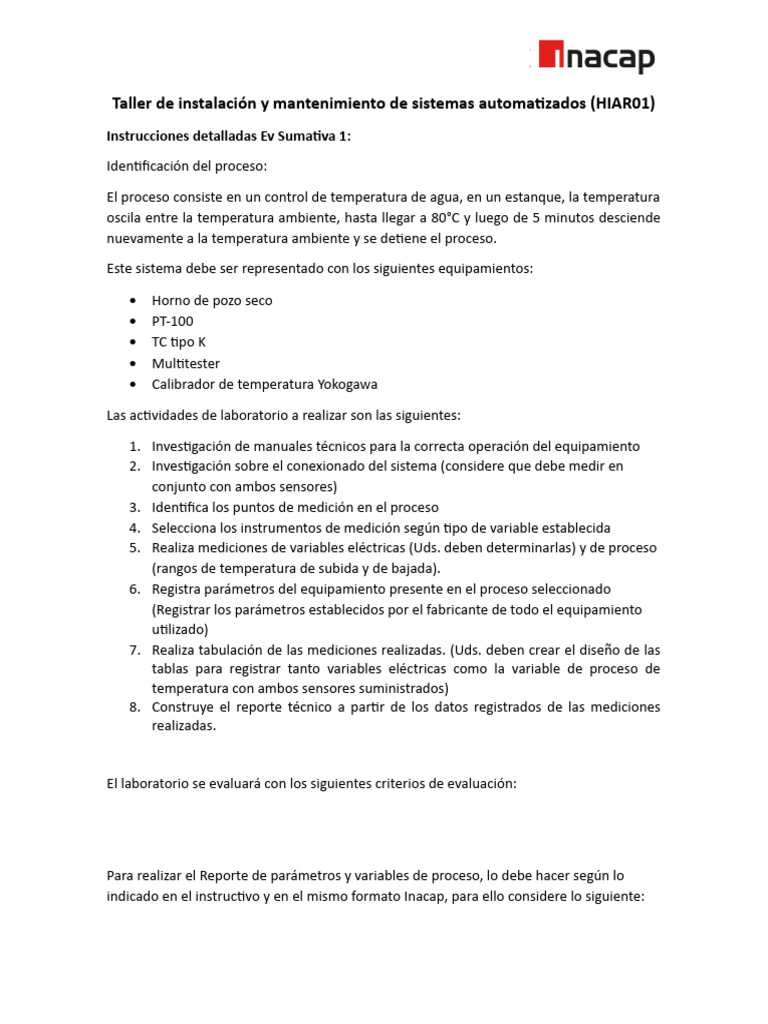 Instucciones Detalladas EV1 | PDF | Medición | Evaluación
