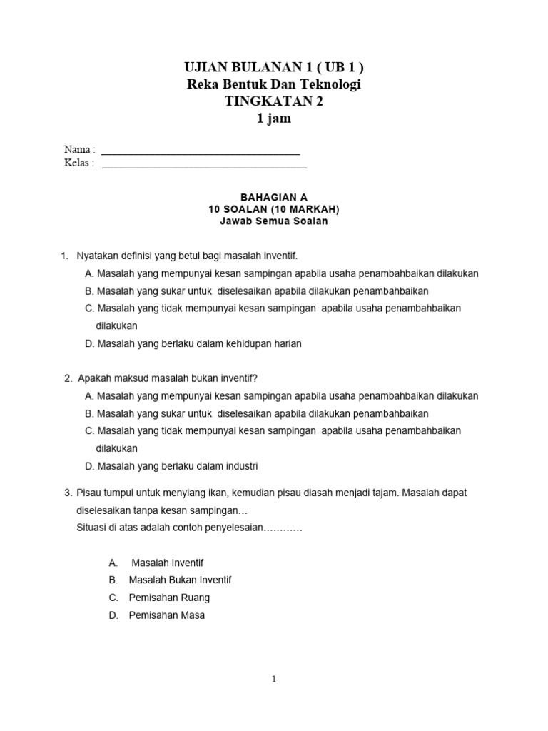 SOALAN-RBT-T2-U1-2023 Ezhar | PDF