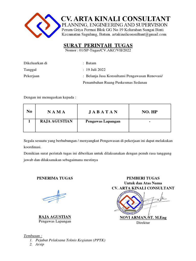 Surat Tugas Arta | PDF