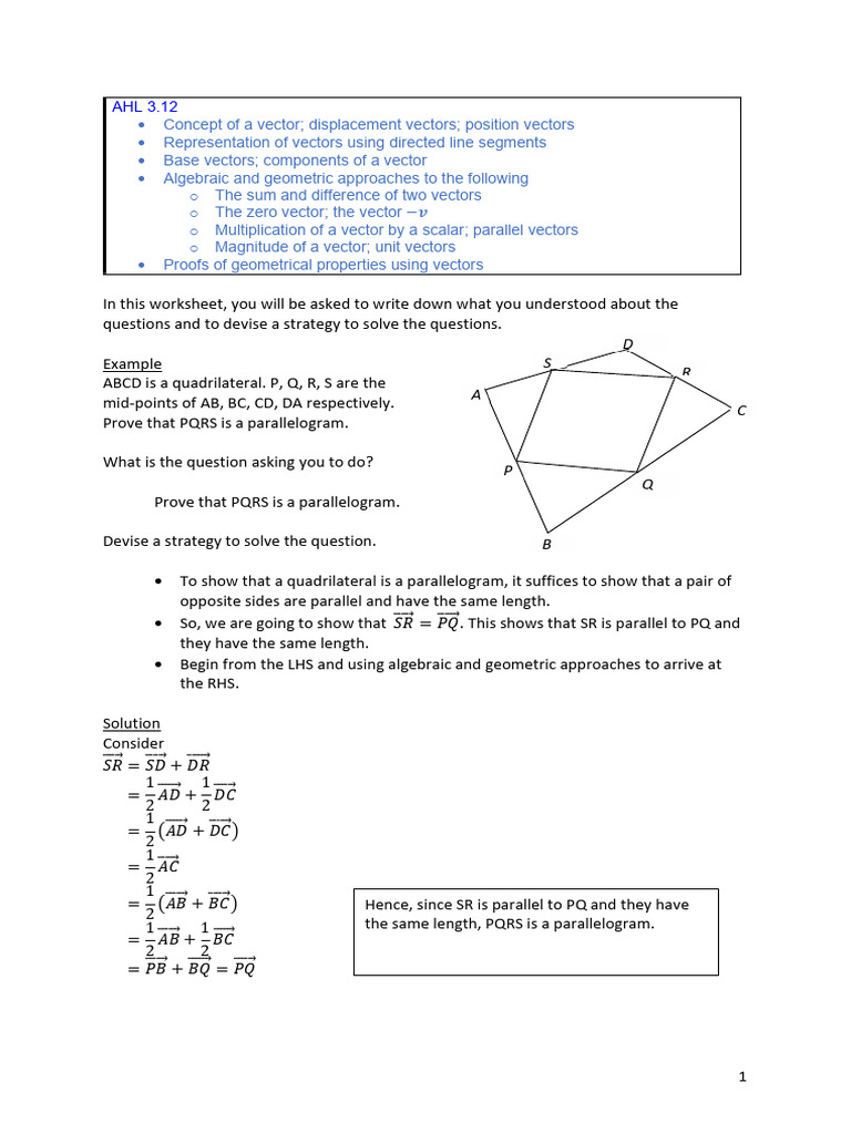 Microsoft Word - AA312 - Handout1 - Vectors - Beginning | PDF | Euclidean Vector | Euclidean ...