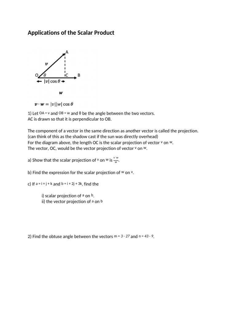 AA313 Handout3 Applications of The Scalar Productl | PDF | Force ...