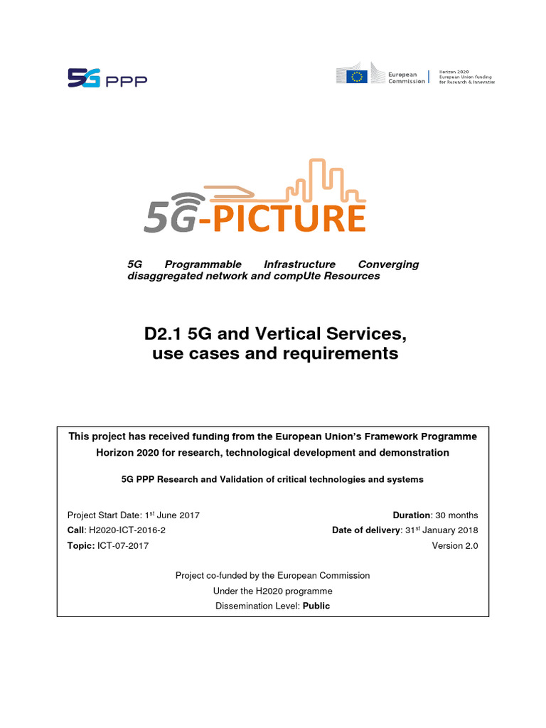 2018 5G And Vertical Services Use Cases And Requirements PDF