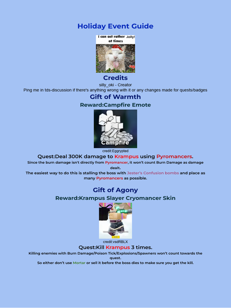 TDS Holiday Event Quest Guide | PDF