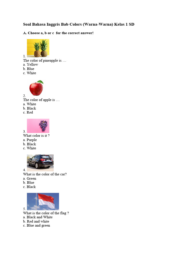 Soal Bahasa Inggris Bab Colors | PDF