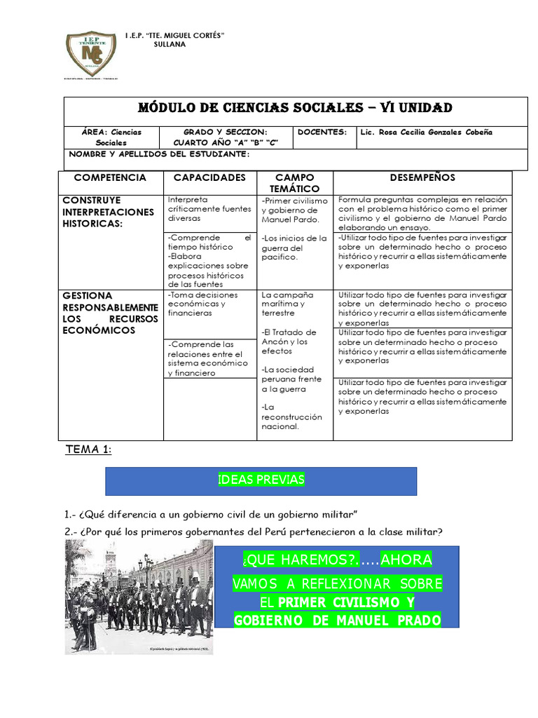 Modulo de 4to. CC - Ss 6 Unidad | PDF | Perú