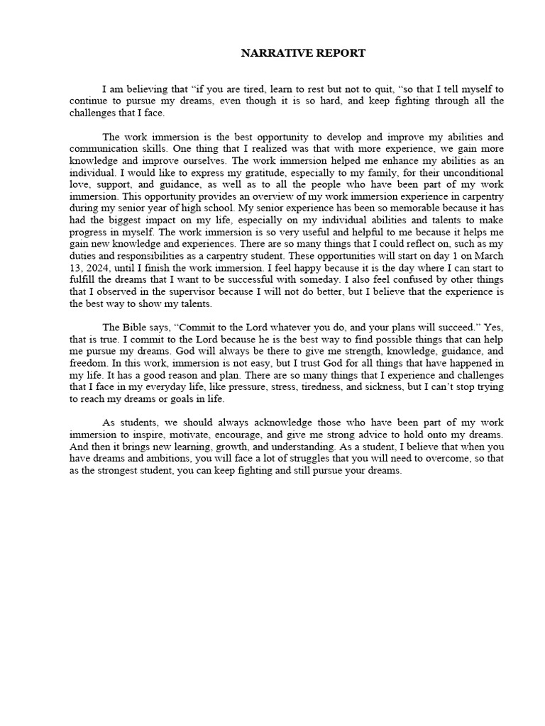 Narrative Report | PDF | Psychology