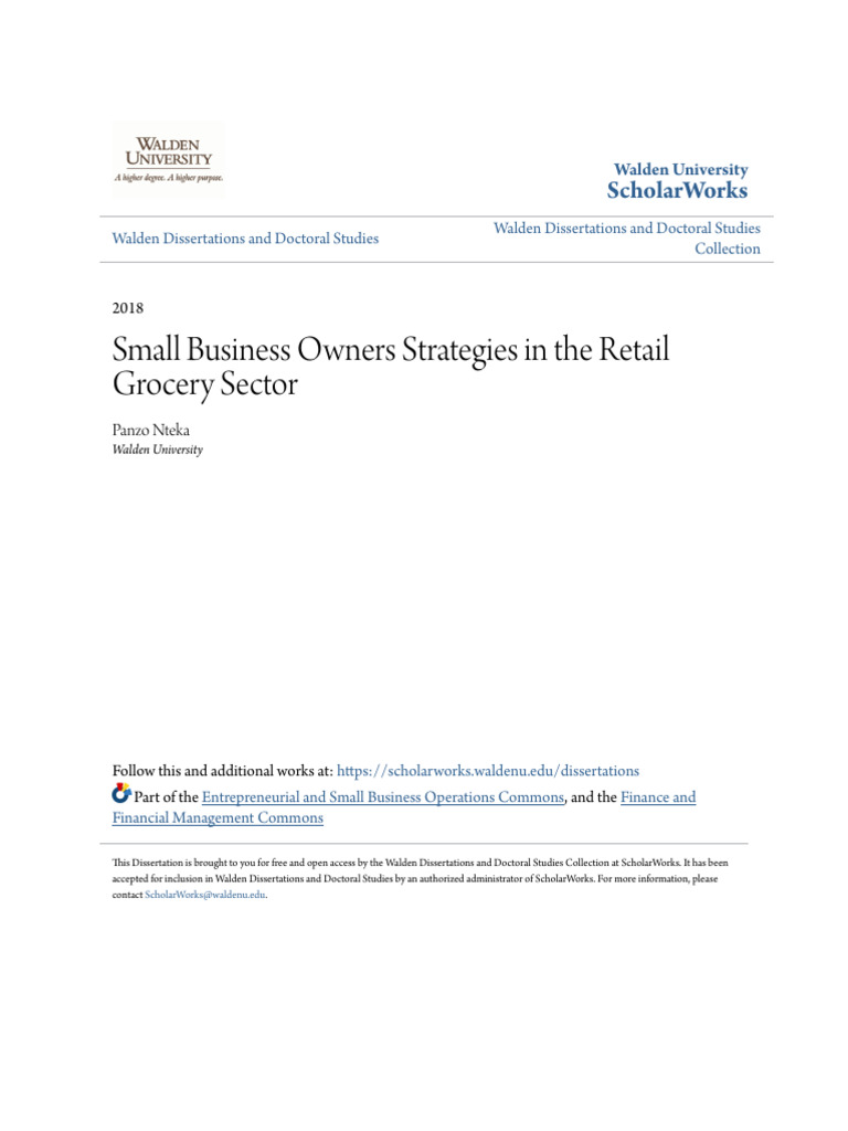 Small Business Owners Strategies in the Retail Grocery Sector | PDF ...