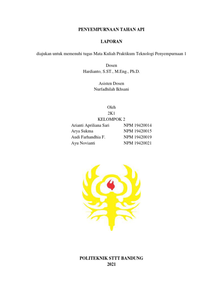 Kelompok 2 - 2K1 - Laporan Penyempurnaan Tahan API | PDF | Griya & Taman