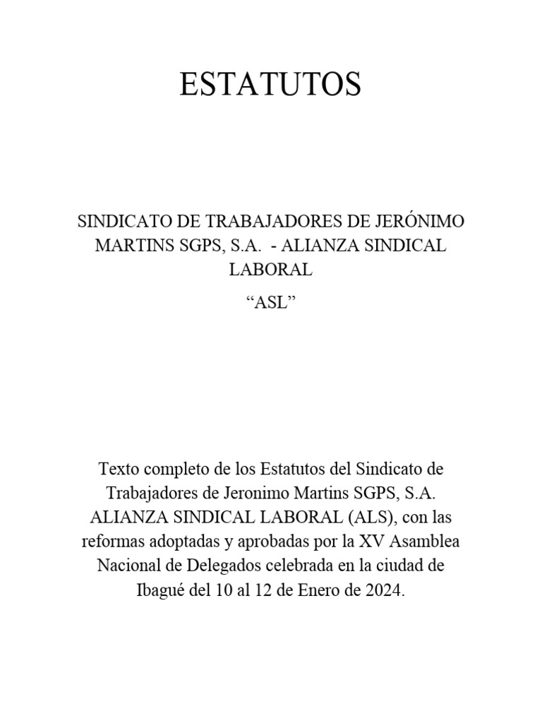 Estatutos de Un Sindicato | PDF | Sindicato | Derecho laboral