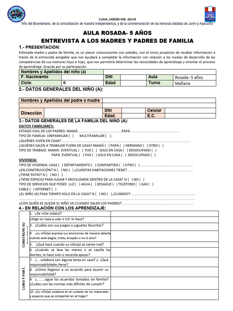 Entrevista a Padres de Familia | PDF | Ciencias sociales | Salud y ...