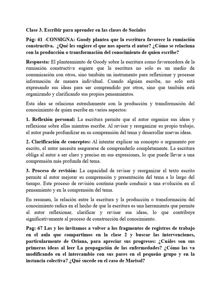 Clase 3. Escribir para Aprender en Las Clases de Sociales | PDF ...