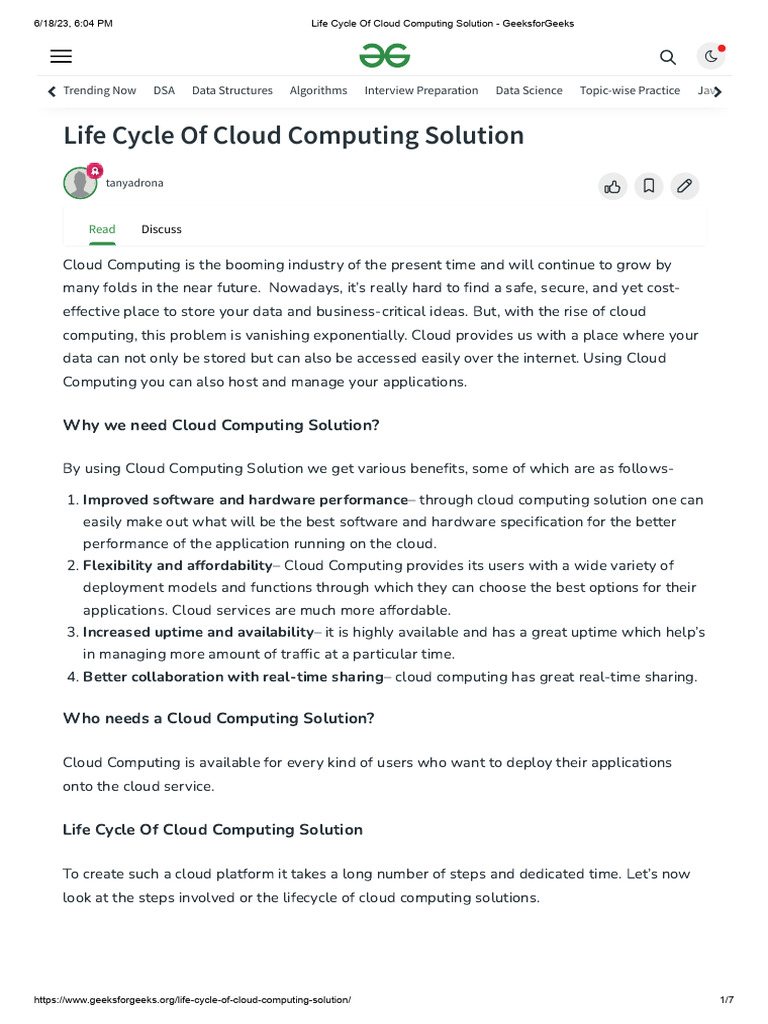 Life Cycle of Cloud Computing Solution | PDF | Cloud Computing | Computing
