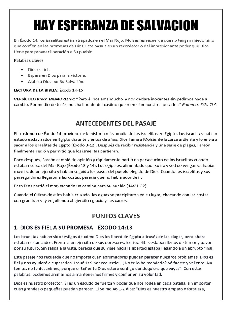 4. Hay Esperanza de Salvacion. | PDF | Libro del éxodo | Salvación