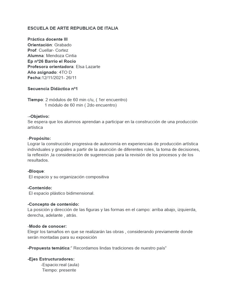 1er Secuencia 4to D EP26 | Descargar gratis PDF | Maestros | Aprendizaje