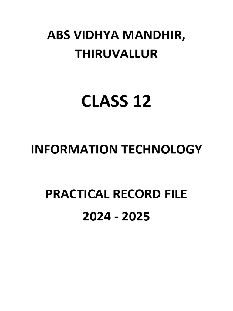 Information Technology - Class12 - Practical File - New | PDF | Databases | Data Management