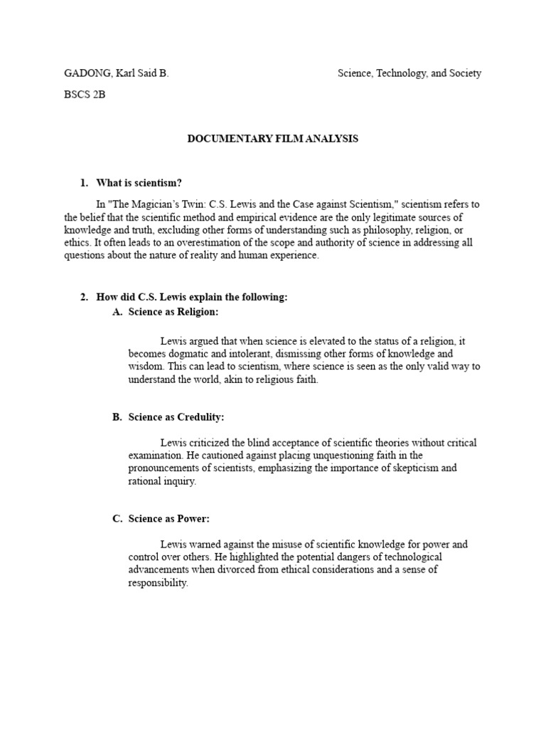 Documentary Film Analysis | PDF | Science | Knowledge