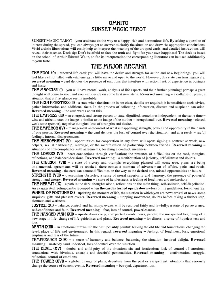 Sunset Magic Tarot | PDF | Psychology