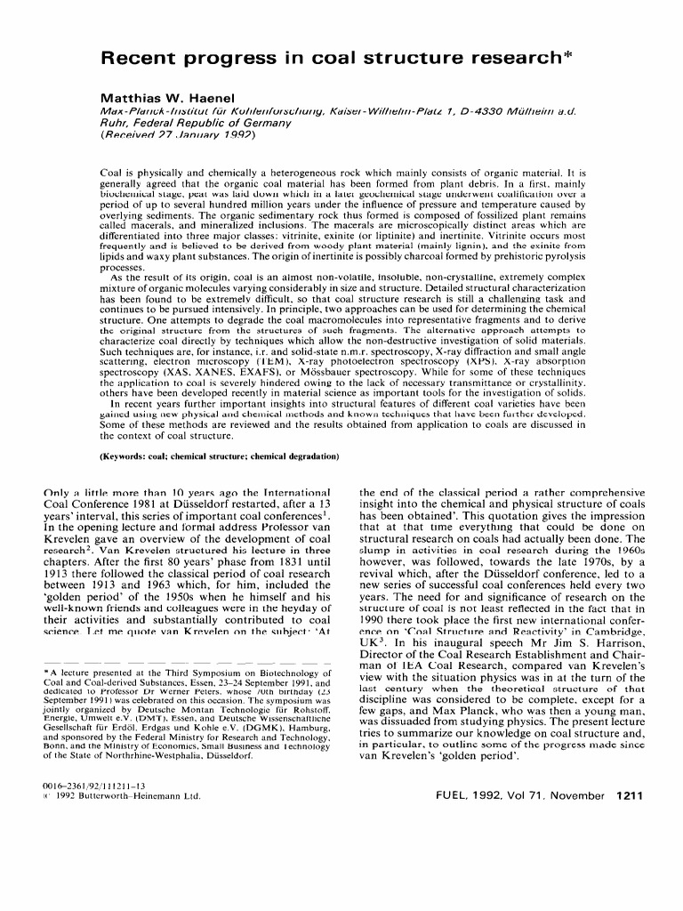 Coal Structure and Classification Insights | PDF | Coal | Bituminous Coal