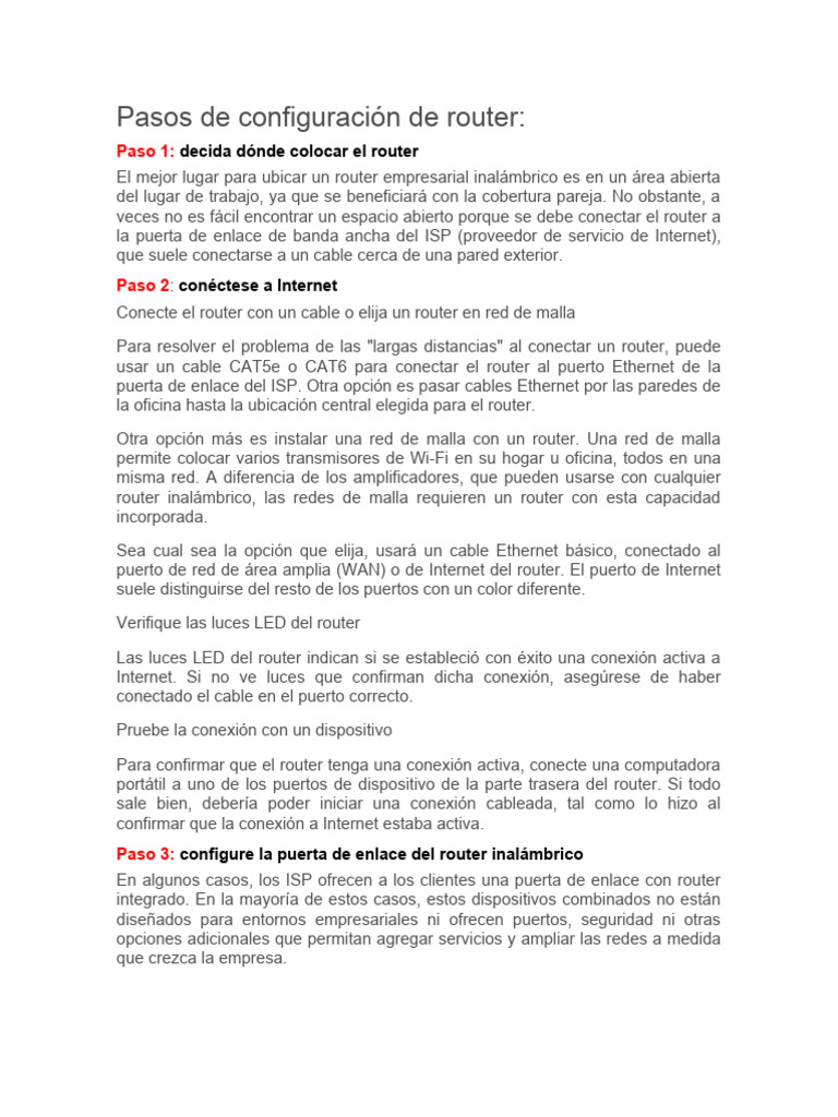 Configuración de Router | PDF | Enrutador (Computación) | Red de ...