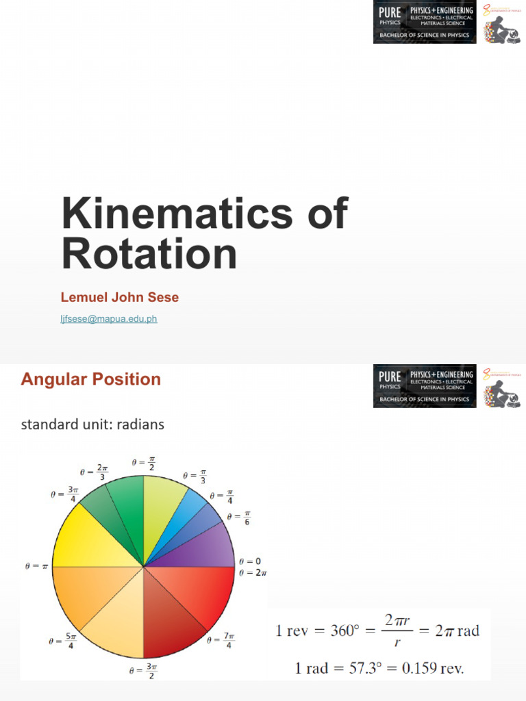 PHY104 CO3 1 Kinematics of Rotation 1 | PDF | Acceleration | Euclidean Geometry