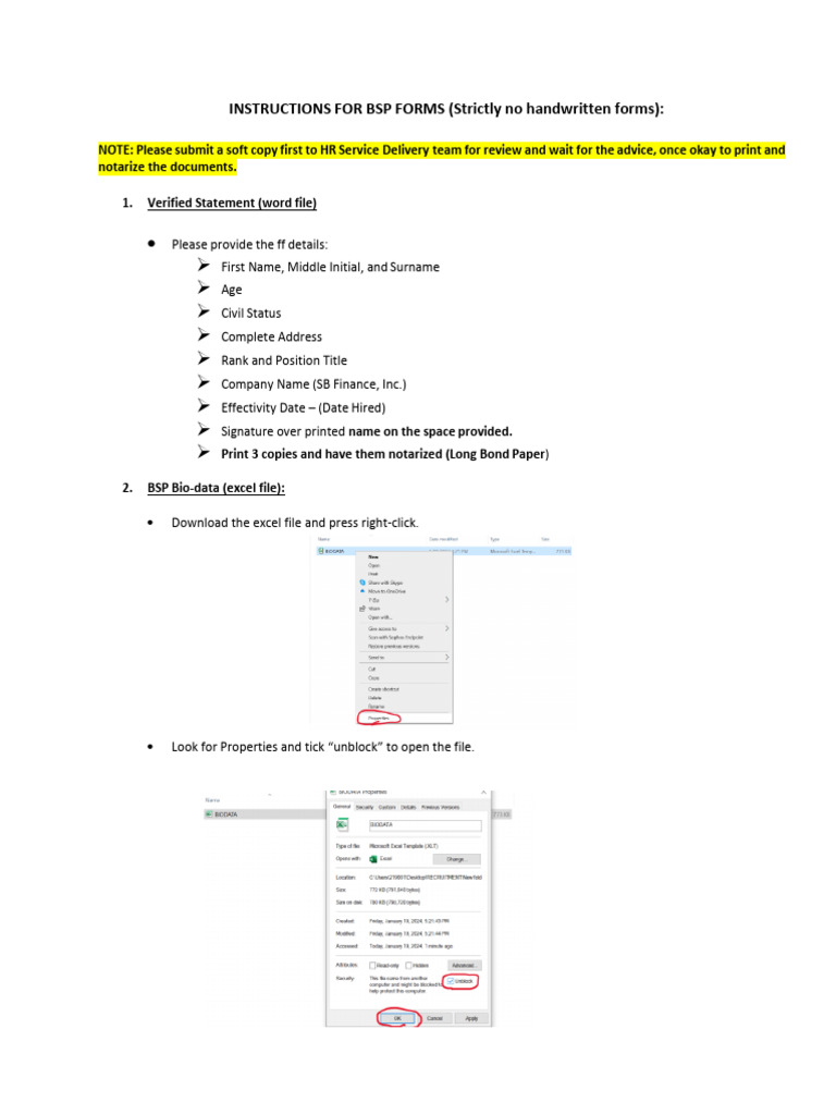 Instruction For BSP and RPT Forms | PDF | Computing