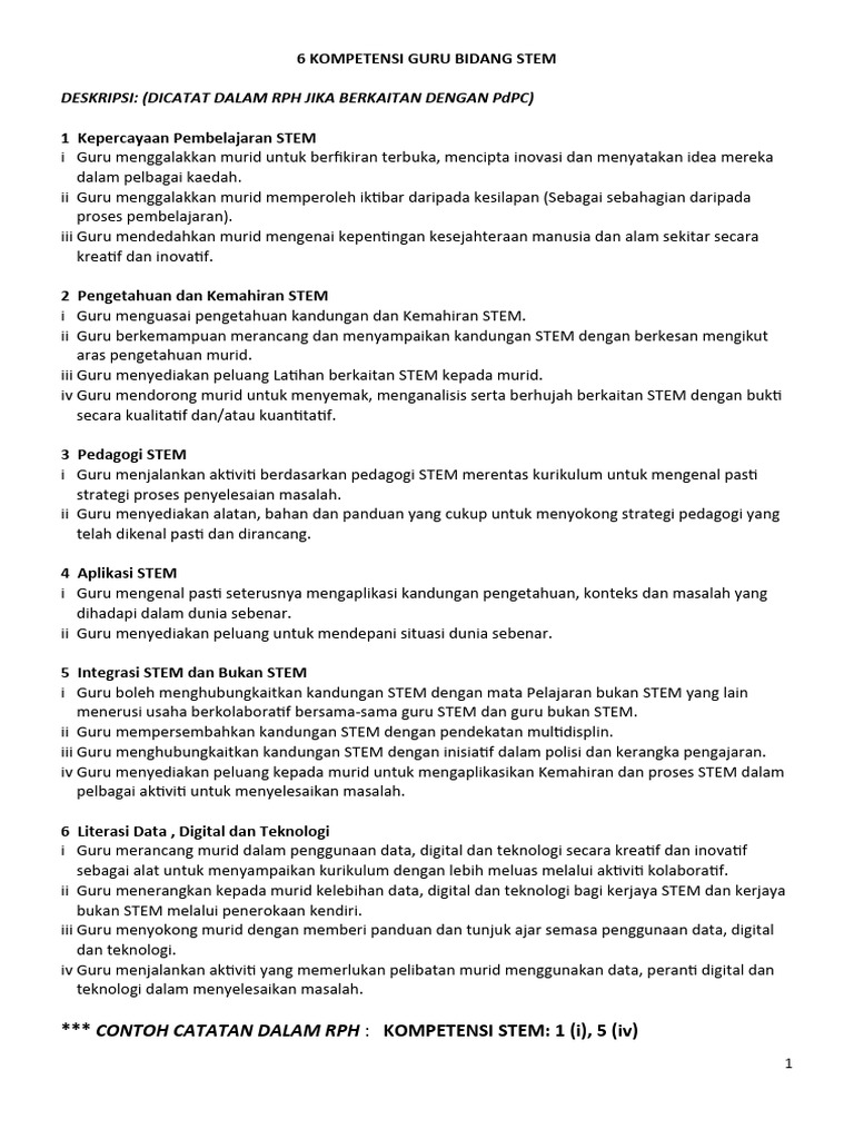 6 Kompetensi Guru Bidang Stem | PDF