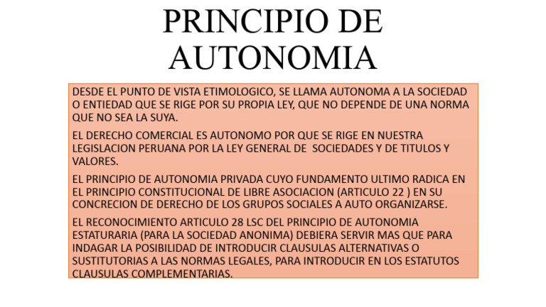 Autonomía en Derecho Comercial Peruano | PDF
