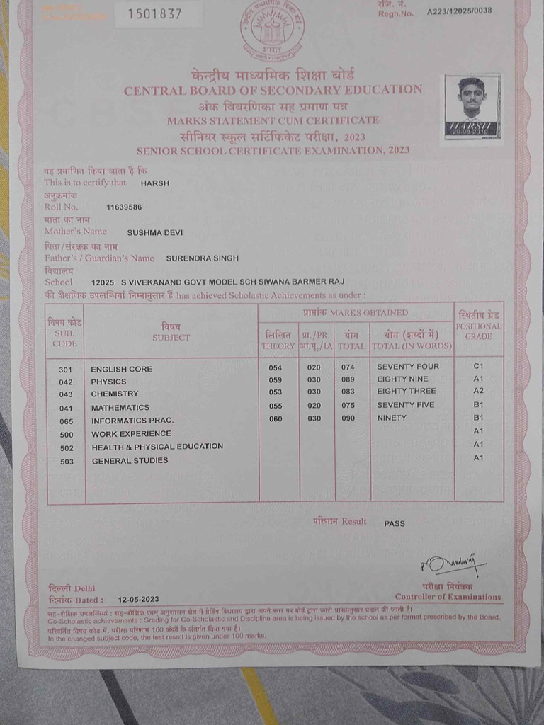 Harsh Class 12 Cbse | PDF