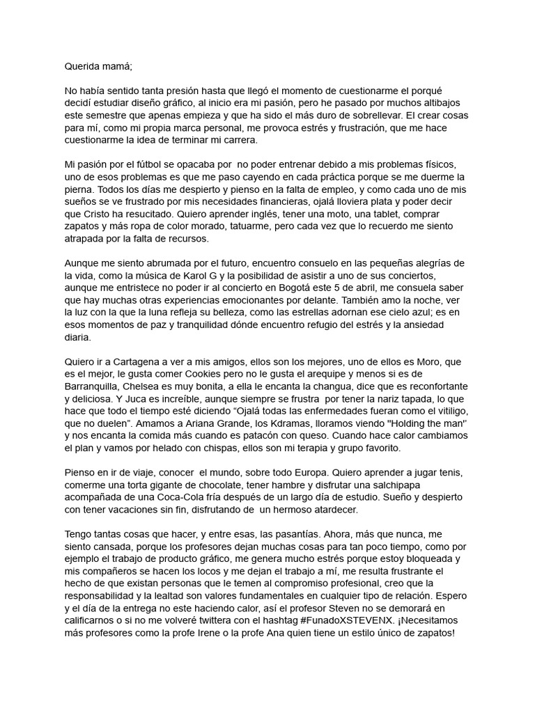 Carta Para Mamá Pdf