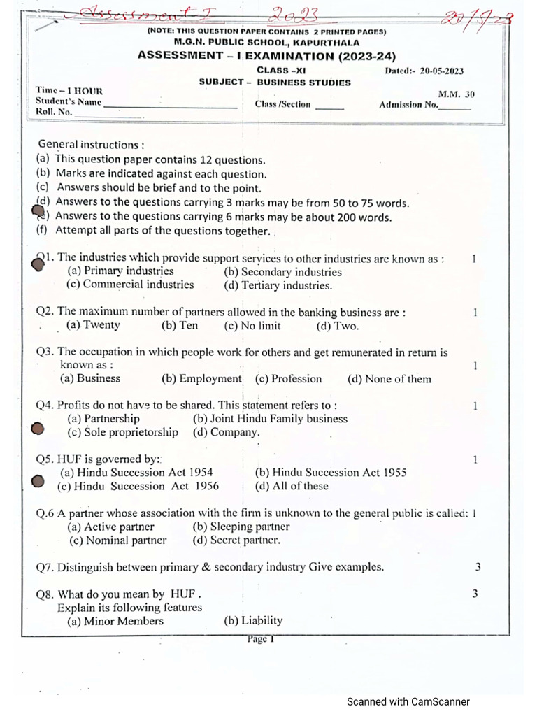 BST XI 1st Assessment | PDF
