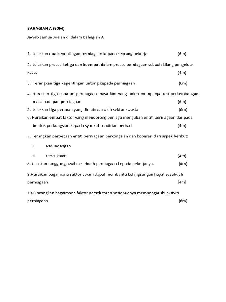 Ujian Tov Sem 1 2023 | PDF